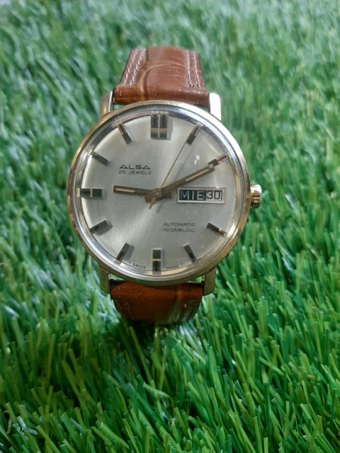 VINTAGE ALSA WRIST watch 25 jewels automatic incabloc 1970´s EUR 90,00 - PicClick FR