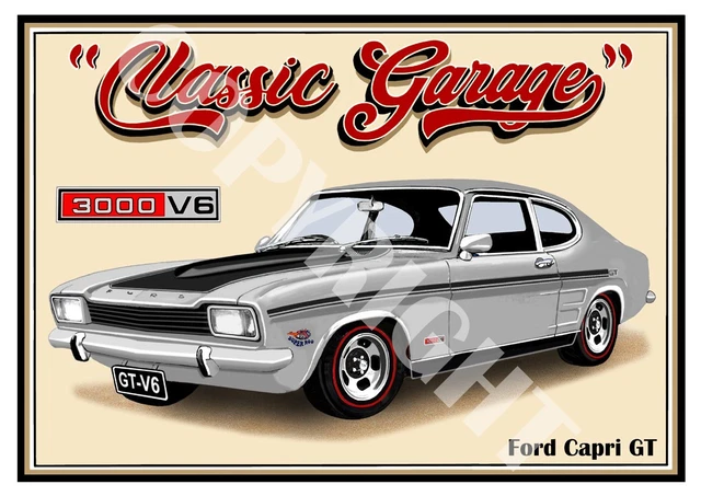 NEW CLASSIC GARAGE Ford Capri V6 GT tin metal sign $66.00 - PicClick AU