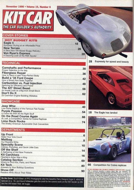 [C7842] 96.11 KIT CAR/RSK spider replica, dune buggy, eagle 5,... £41. ...