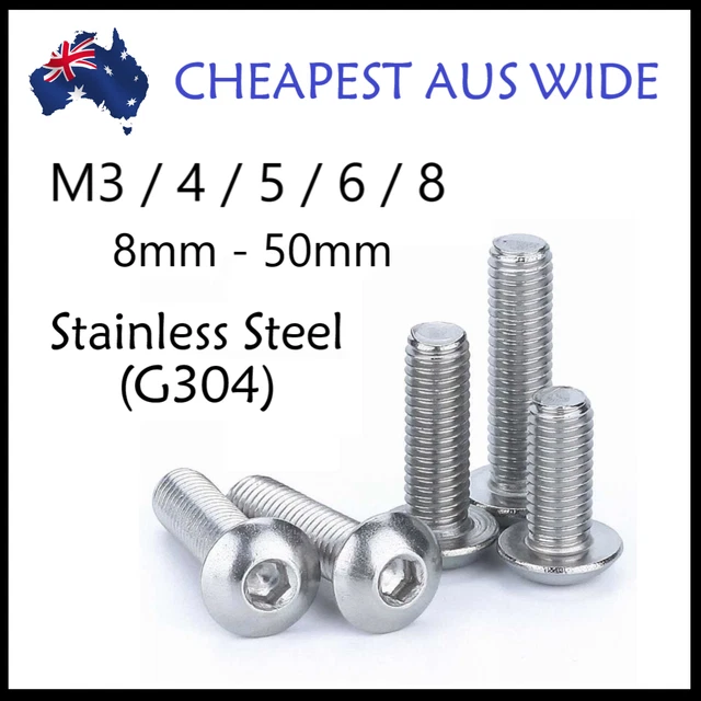 M3 M4 M5 M6 M8 Button Socket Head Bolts Screws Allen Course Stainless Steel G304 $3.50 - PicClick AU