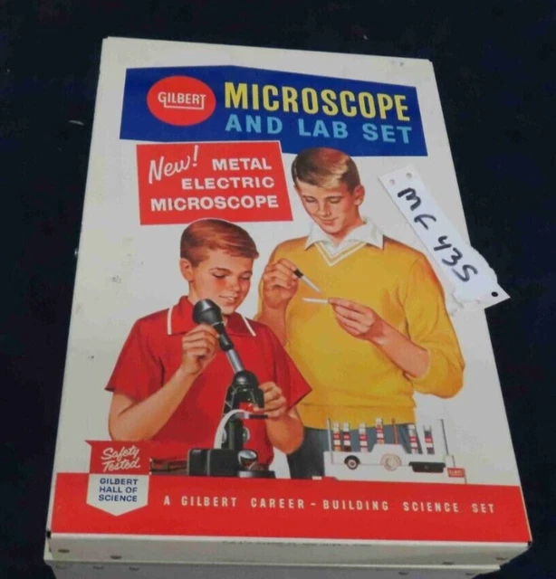 1960S GILBERT ~ MICROSCOPE AND LAB SET in COLORFUL TIN BOX with Manual ...