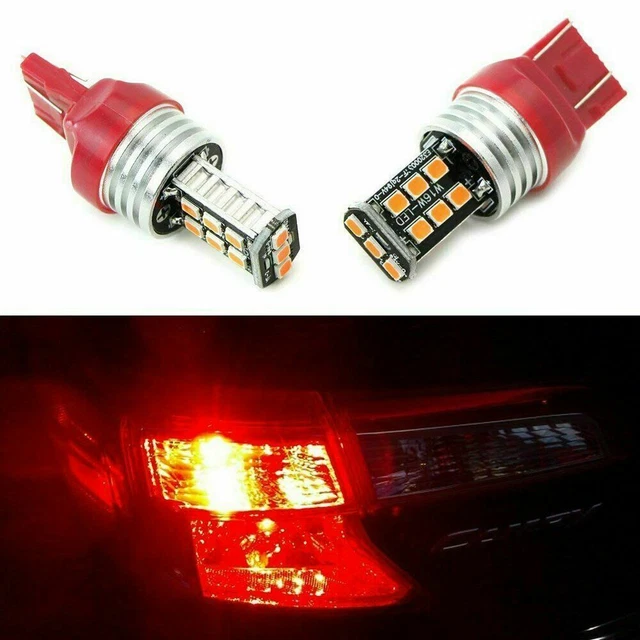RED 7443 LED Flash Strobe Brake Stop Tail Light Bulbs For Honda Civic ...