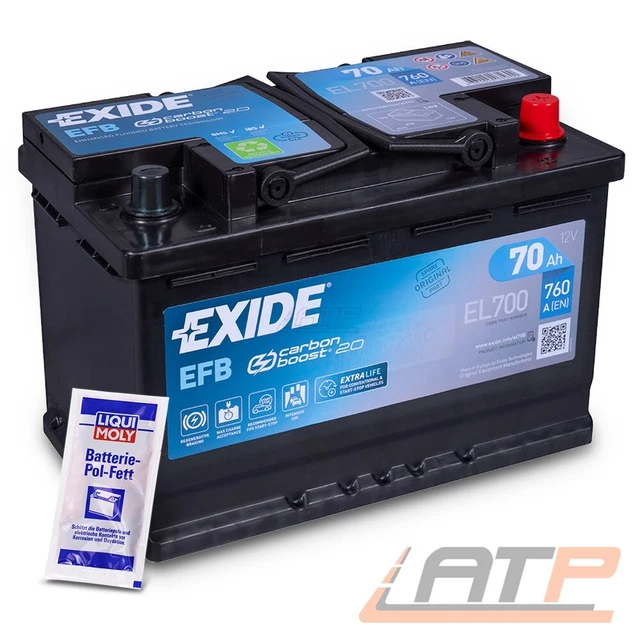 EXIDE AUTOBATTERIE 12V 70Ah STARTERBATTERIE 760A EL700 EFB START STOPP ...