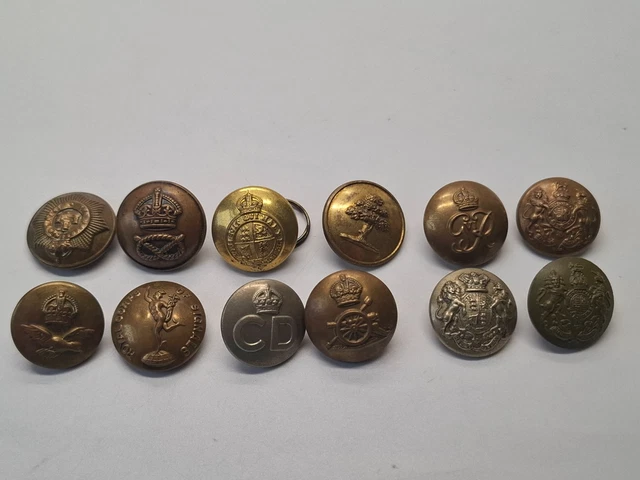 BRITISH ARMY MILITARY Collection of Buttons Rare WW2 Vintage 25mm x 12 ...
