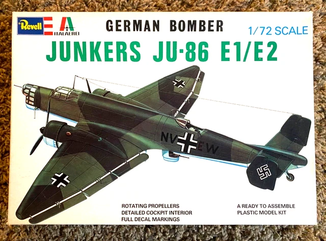 VINTAGE REVELL 1/72 Scale Junkers JU-86 E1/E2 German Bomber Airplane ...
