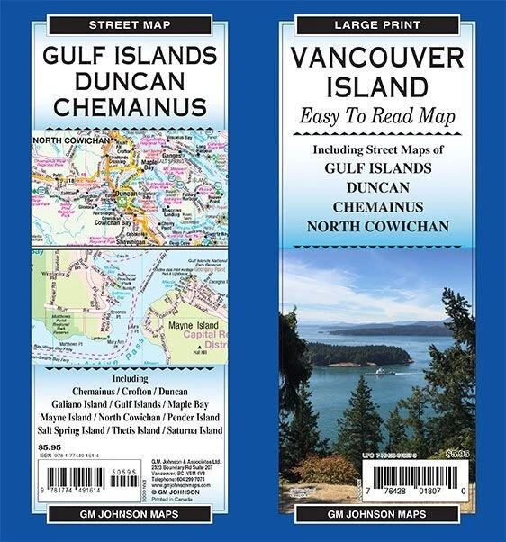 LARGE PRINT MAP of Vancouver Island / Gulf Islands / Duncan, British ...