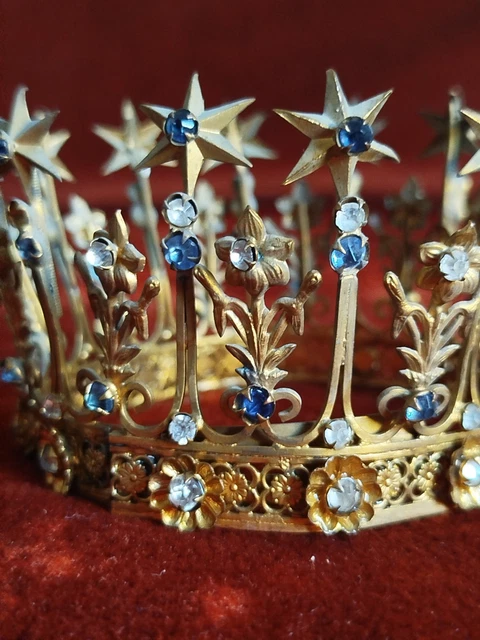 RARE - COURONNE de Vierge de Procession en bronze doré et sculpté ...