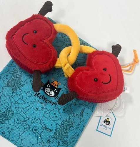 JELLYCAT AMUSEABLES VAL & Tina Love Locks - Red Heart Plush Gift Bag £ ...