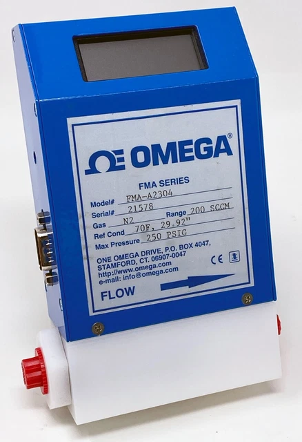 OMEGA FMA-A2311 MASS Flow Meter N2 Gas Sensor 20 SLPM / Digital LCD ...