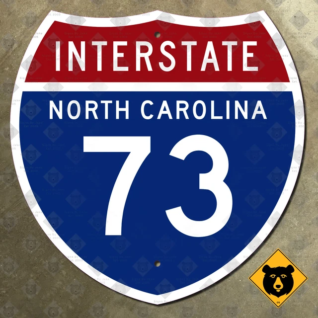 NORTH CAROLINA INTERSTATE 73 highway route sign shield 1957 Asheville ...