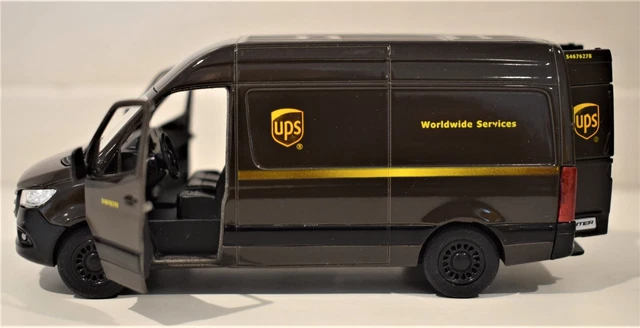 DIECAST UPS MERCEDES Sprinter Delivery Van Model Opening Doors Scale 1/ ...