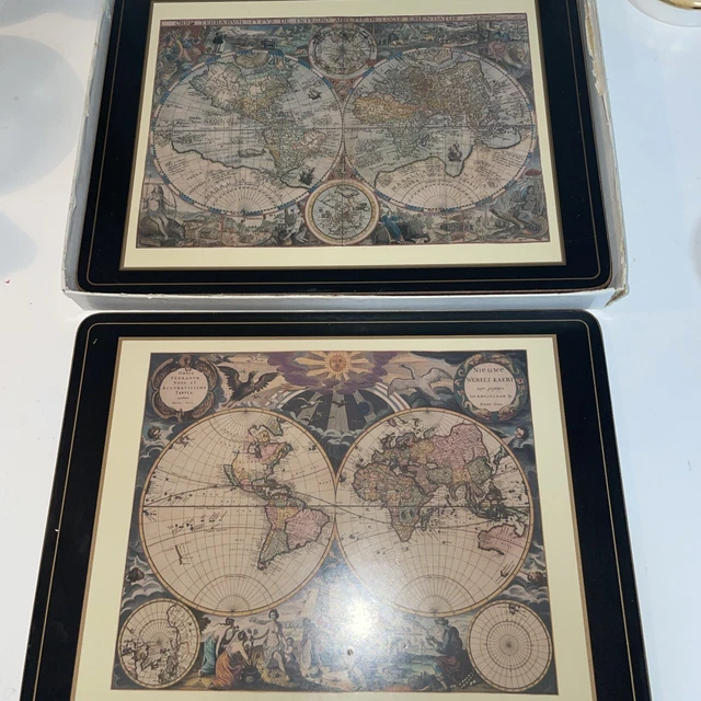 SET OF 6 Vintage Pimpernel cork backed Placemats Of World Maps Peter ...