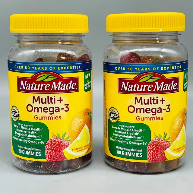 NATURE MADE MULTIVITAMIN + Omega-3 80 Gummies for Daily Nutritional X ...