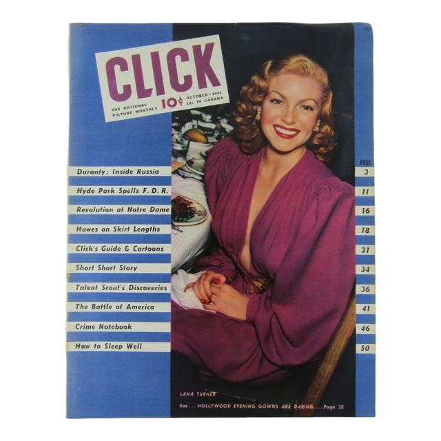 CLICK PICTORIAL Magazine, October 1941, Lana Turner, Battle in America ...