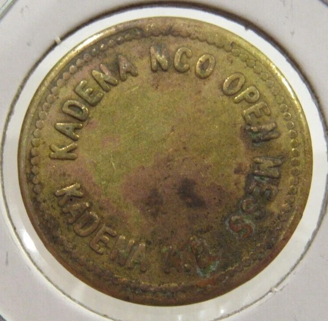 VINTAGE KADENA AIR Force Base, Japan NCO Open Mess 5c Trade Token ...