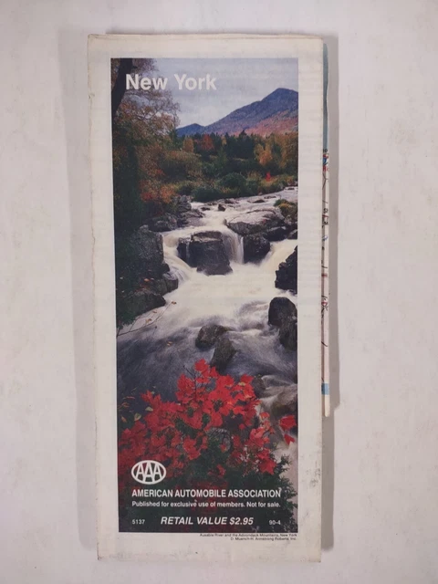 MAP OF NY State AAA Roads Highway Travel 1990 Retro £8.29 - PicClick UK