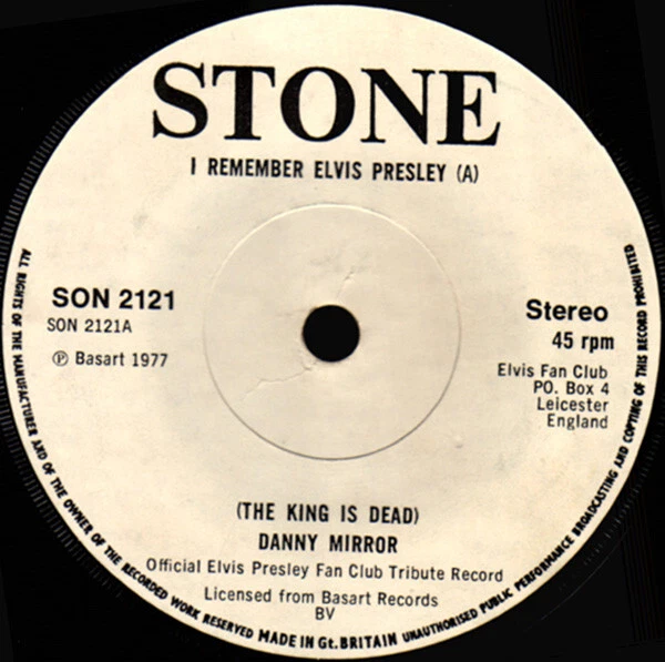 DANNY MIRROR - I Remember Elvis Presley - Disque vinyle d'occasion 7 ...