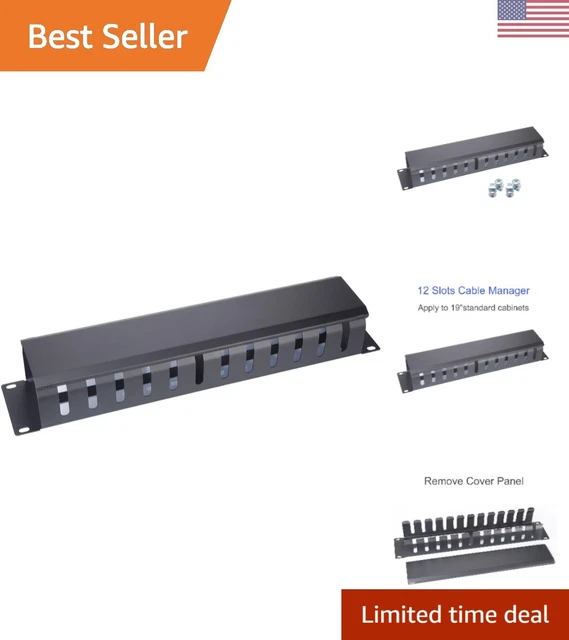 HORIZONTAL CABLE MANAGER - 2U Rack Mount - 12 Slot Metal Finger Duct ...