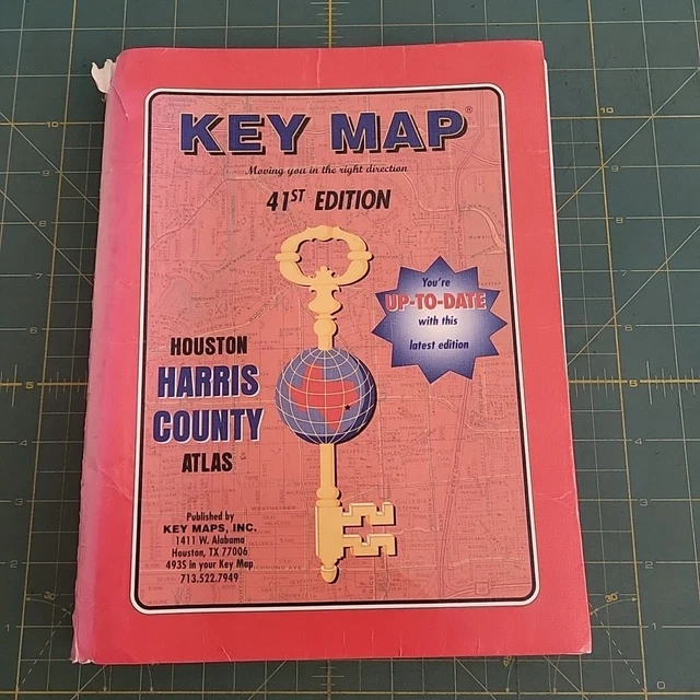 KEY MAP ATLAS Spiral Book Houston Harris County Texas 41st Edition $4. ...
