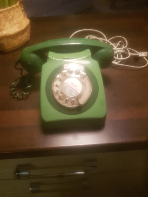 VINTAGE GREEN GPO 746F Rotary Telephone £15.00 - PicClick UK