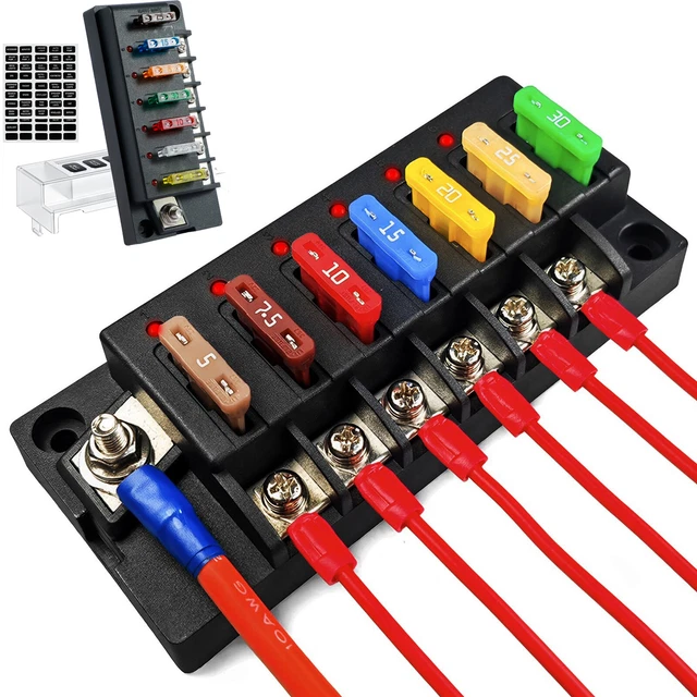 6WAY 12V BLADE Fuse Block Box Fuse Panel Relay Box w/Cover For Car Boat ...