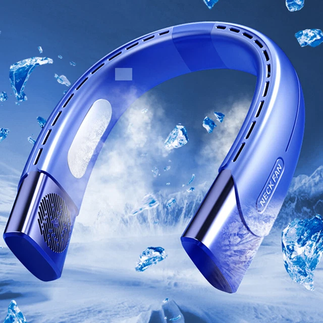 BLADELESS NECK FAN 3000mAh Electric Fan for Indoor Outdoor Sports (Blue ...