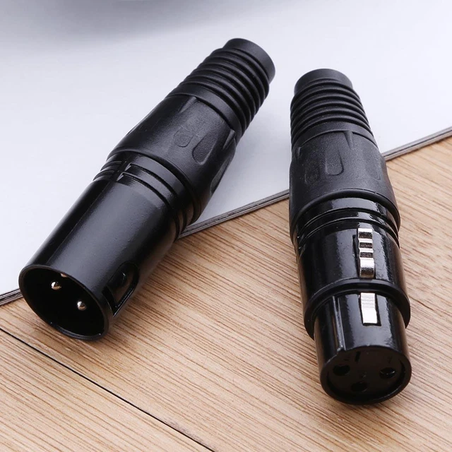 1 PAIR XLR 3 Pin Female Jack/Male Plug Audio Microphone MIC Audio ...