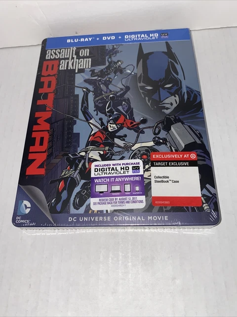 BATMAN: ASSAULT ON Arkham STEELBOOK BluRay + DVD+ RARE, TARGET Animated ...