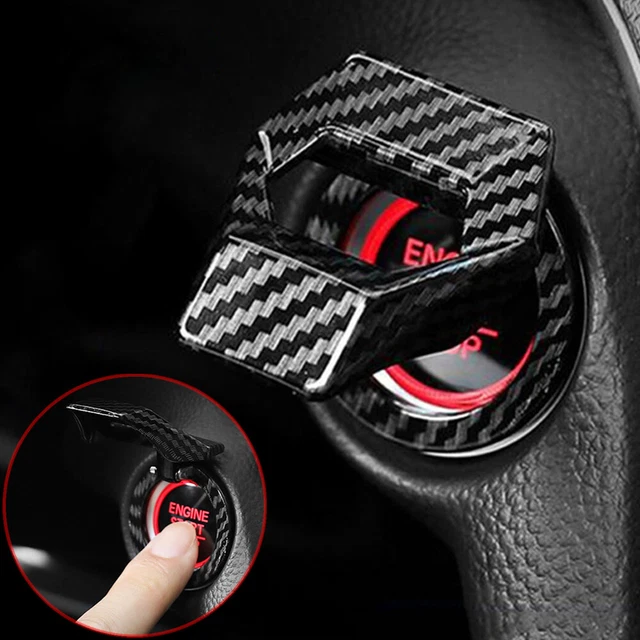 CAR ENGINE START Stop Push Button Switch Stickers Carbon Fiber Cover ...