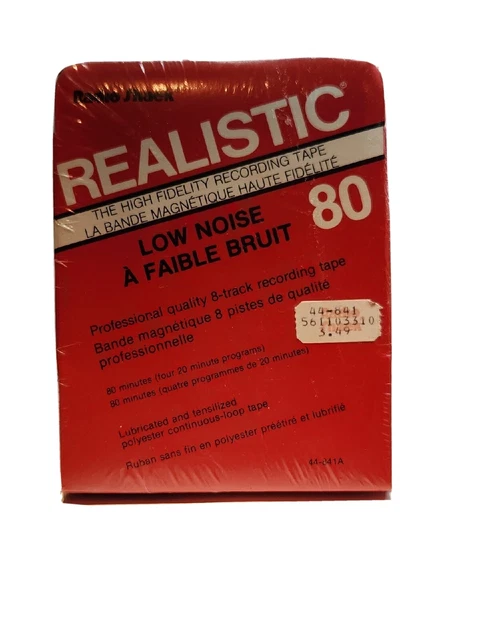 VINTAGE RADIO SHACK Realistic Blank 8 Track Tape 40 Minutes Low Noise ...