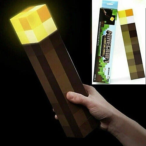 MINECRAFT GAME TORCH Lamp Led Night Light Home Decors Battery Operated ...