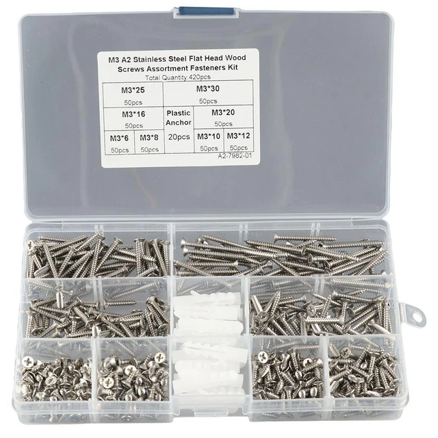 420PCS M3 FASTENERS Kit Stainless Steel Screw Assortment Furniture EUR ...