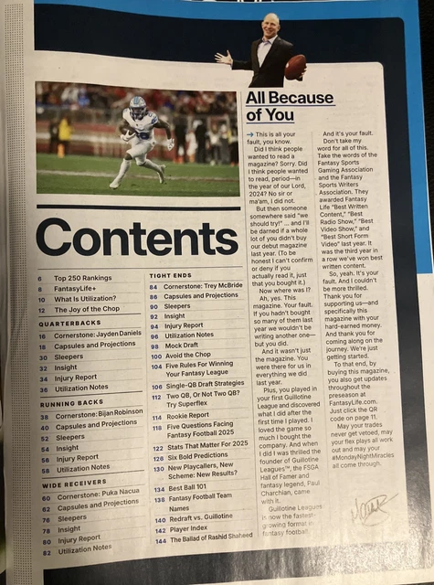 MATTHEW BERRY'S FANTASY Life Fantasy Football 2025 Washington Cover £8. ...