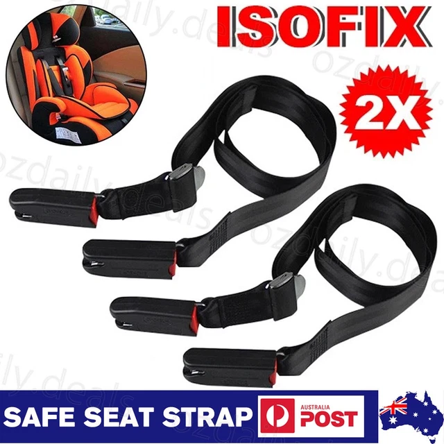 2X ADJUSTABLE CHILDREN Baby Car Safe Seat Isofix Strap Latch Link Belt ...