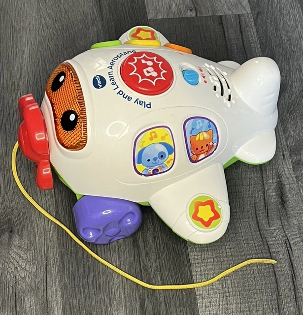VTECH PLAY AND Learn Aeroplane Sounds Light Up Toy Plane Pull Along ...