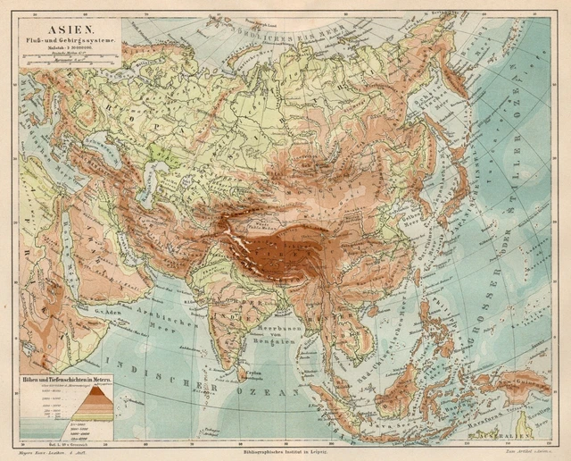 B6091 ASIA - Papel Geográfico Antigua Del 1890 - Old Map EUR 14,90 ...