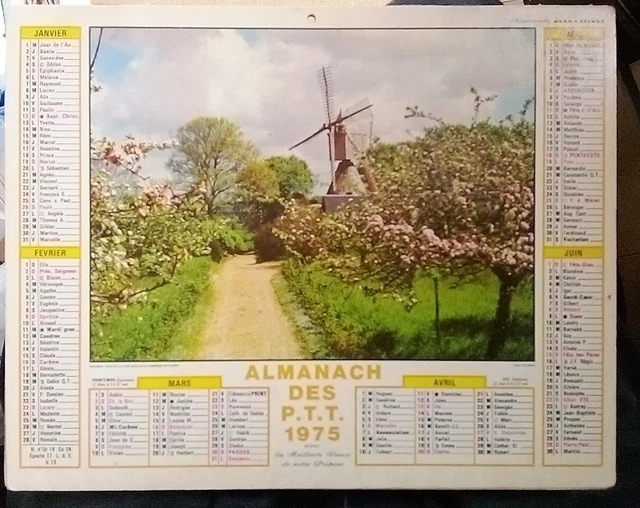 CALENDRIER PTT - almanach de la poste 1975 Pays De La Loire / Provence ...