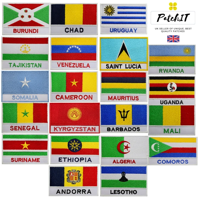 NATIONAL COUNTRY FLAG Patch to Iron on/Sew on Embroidered Cloth Patch ...