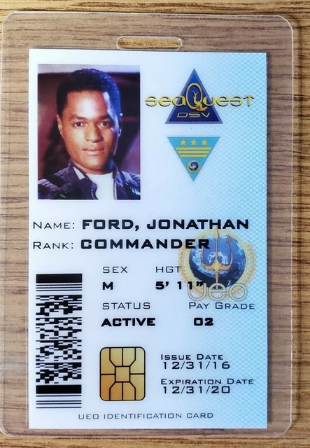 SEAQUEST DSV IDENTIFICATION Badge - Commandant Jonathan Ford Cosplay ...