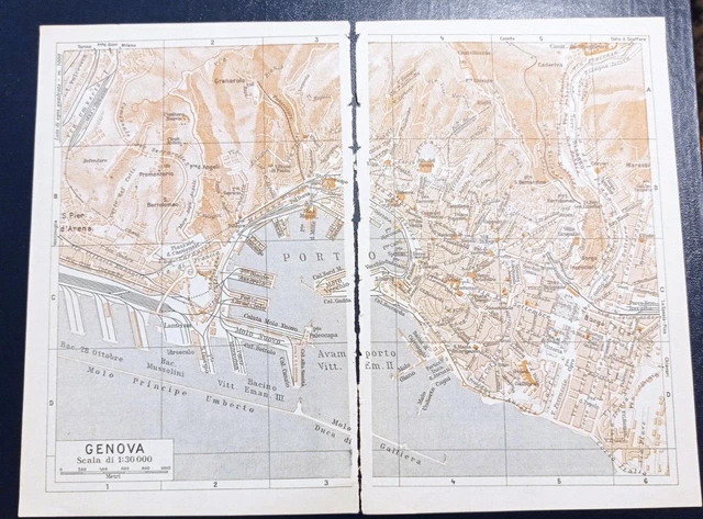 STAMPA ANTICA MAPPA carta stradario di GENOVA LIGURIA 1937 EUR 8,90 ...