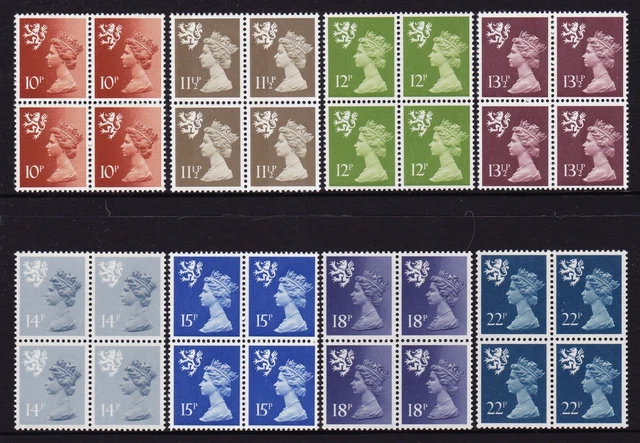 SCOTLAND UK REGIONAL Issues QE II Machin Portrait Stamps As Blocks of 4 ...
