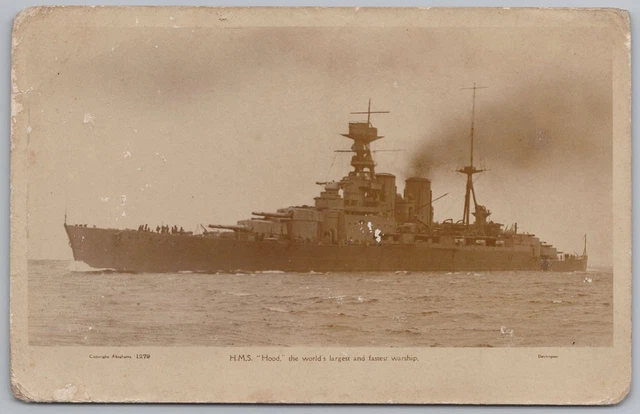 HMS HOOD THE World's Largest and Fastest Warship RP Postcard Unused £6. ...