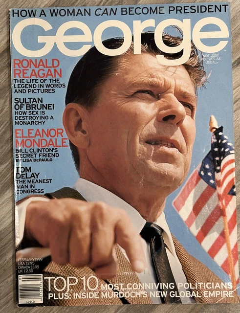 GEORGE MAGAZINE JFK JOHN KENNEDY JR RONALD REAGAN Feb 1999 Fast ship £ ...
