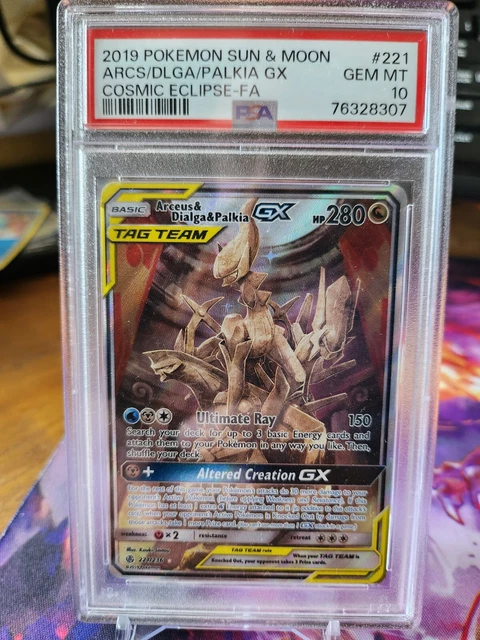 PSA 10 POKEMON Card Arceus Dialga Palkia GX Alt Art Cosmic Eclipse 221/ ...