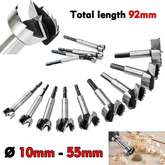 Left Hand Drill Bit Set 3-Piece 10mm Shank Hinge Boring Set - 35mm ...