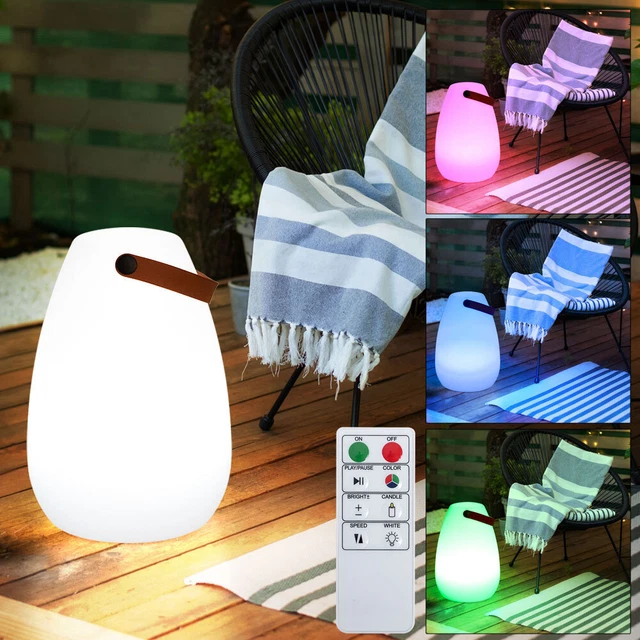 LAMPE DE TABLE D'Extérieur Dimmable Télécommande RGB LED Jardin ...