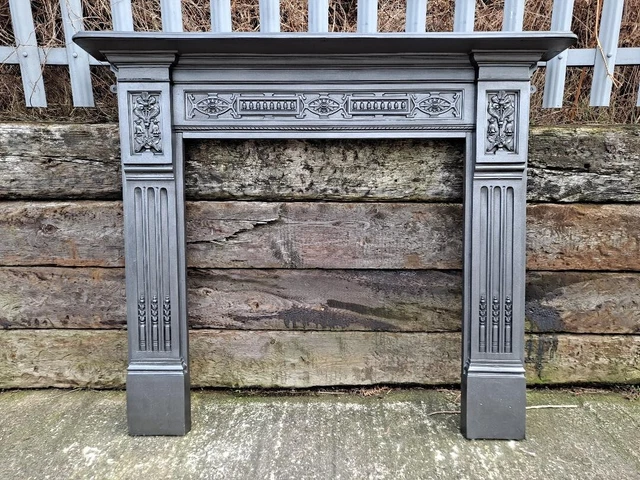 ANTIQUE CAST IRON Victorian fireplace surround mantlepiece surround ...