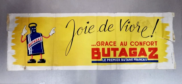 ANCIENNE AFFICHE PUBLICITAIRE BUTAGAZ vintage . Grace au confort , Joie ...