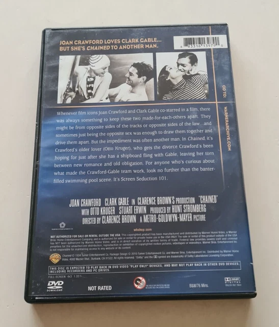 CHAINED DVD 1934 Joan Crawford Clark Gable Otto Kruger Warner Archive ...