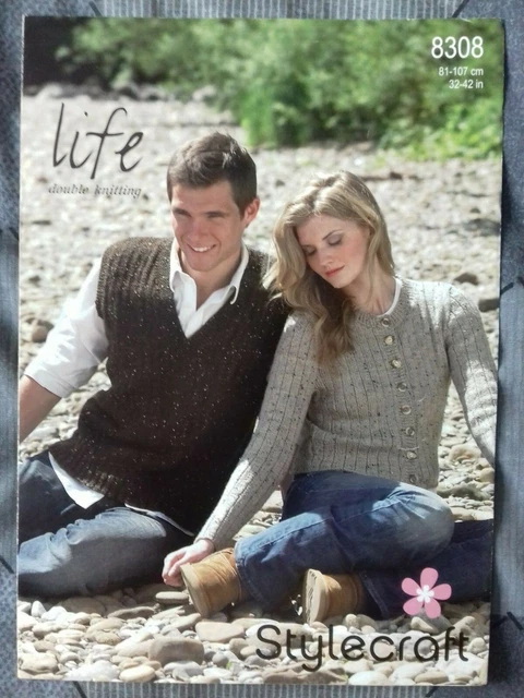 KNITTING PATTERN - Stylecraft Cardigan & Slipover, DK, 8308 (B191257) £ ...